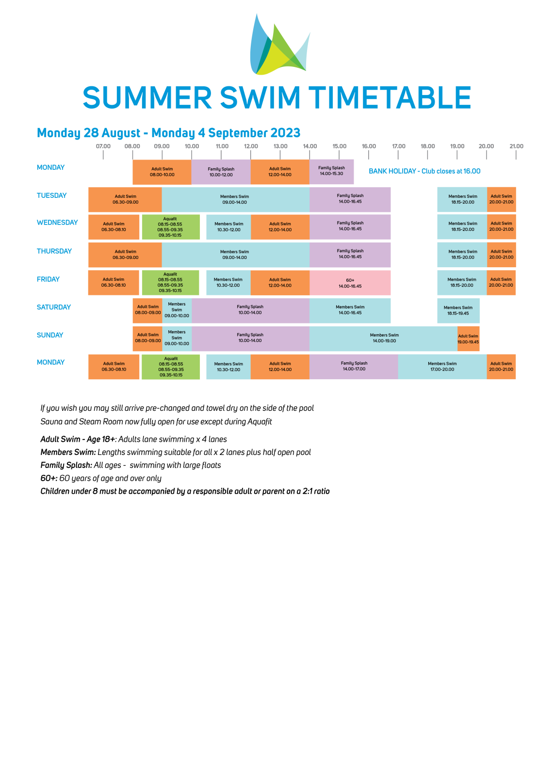 Swimming Timetables - Wellington Health & Fitness Club - Crowthorne ...